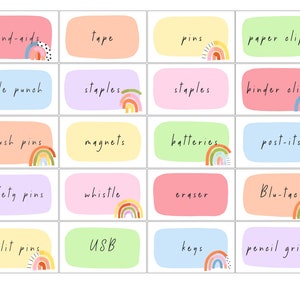 Pastel Modern Rainbow Classroom Decor Editable Teacher Toolbox Labels ...