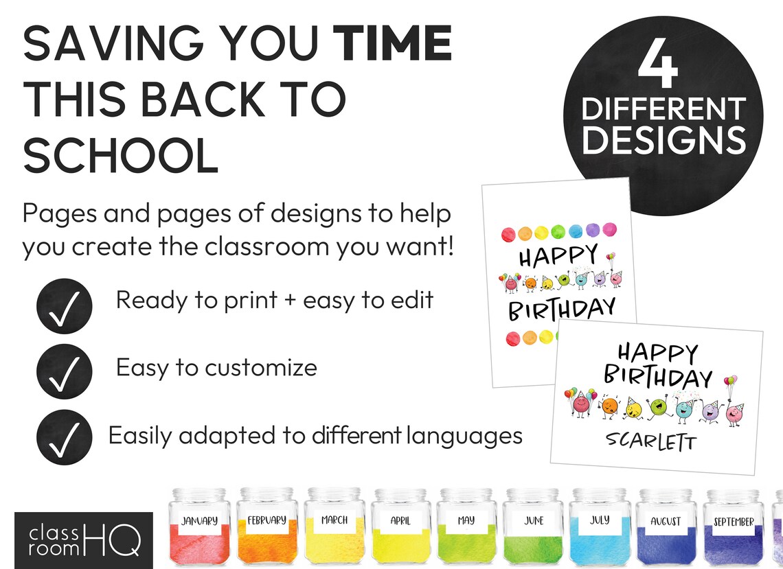 Watercolor Rainbow Theme Class Birthday Display | WATERCOLOR PAINT ...