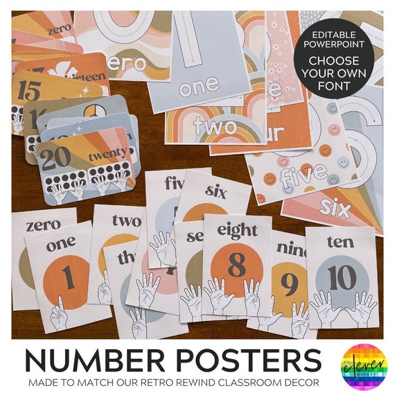 RETRO REWIND Number Posters Retro Classroom Decor | Etsy Australia