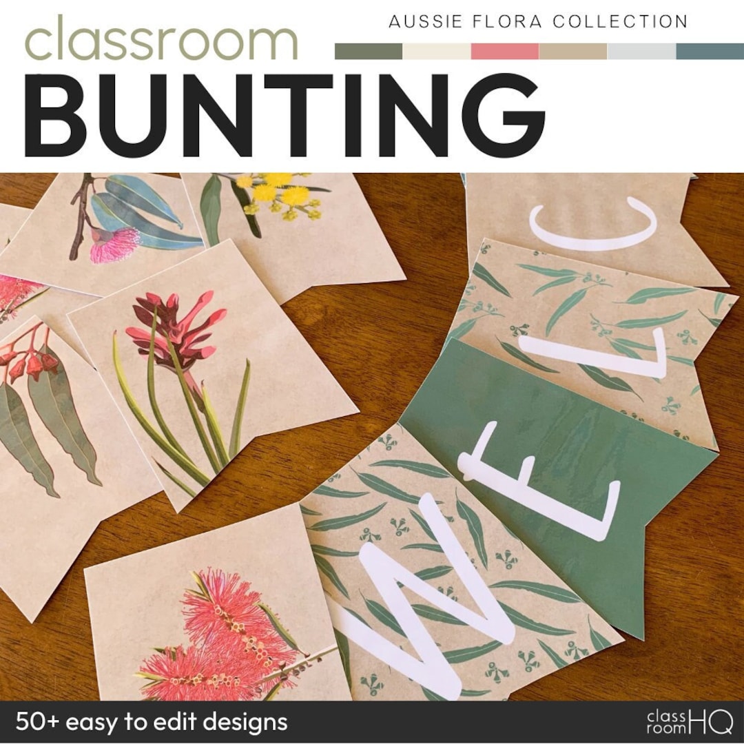 AUSSIE FLORA Classroom Bunting Pack | Eucalyptus Classroom Decor - Etsy ...