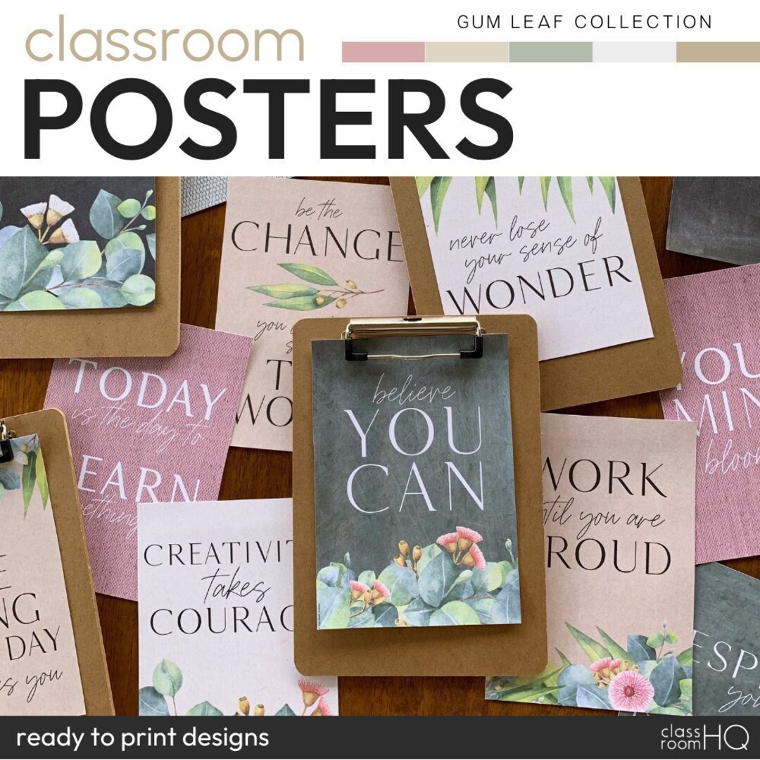 GUM LEAF Inspirational Classroom Posters Eucalyptus Class Theme - Etsy ...
