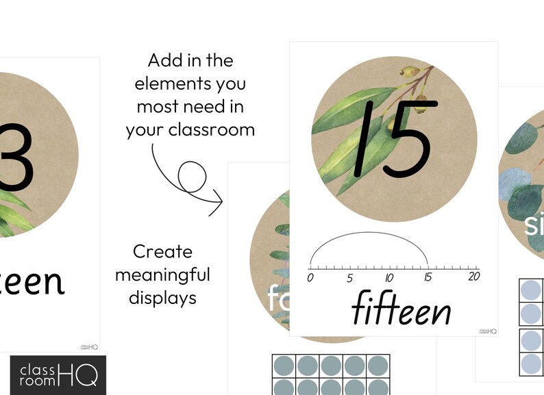 Editable Number Posters K–2 | Modern Australian Eucalyptus GUM LEAF ...