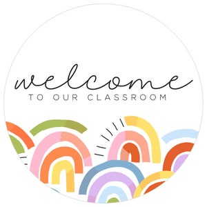 Pastel Modern Rainbow Editable Class Door Decorations + Bulletin Board ...