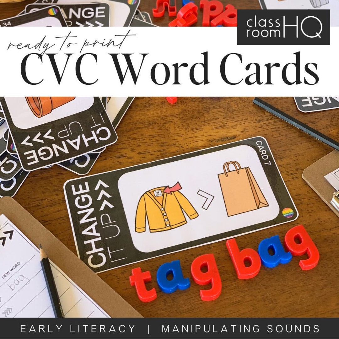 CVC Word Work - Initial, Medial + Final Sound Cards | Science of ...