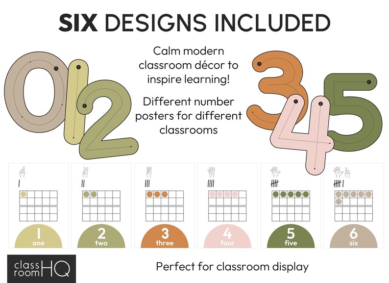 Editable Number Posters | CACTUS Classroom Decor | Modern Earthy Calm ...