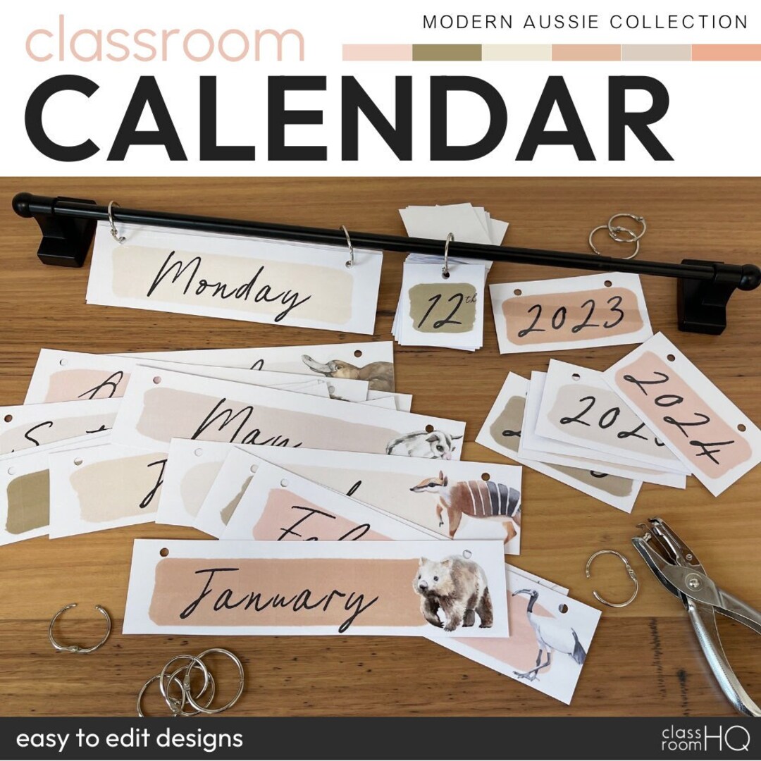 MODERN AUSSIE Classroom Flip Calendar | Australian Themed Classroom ...