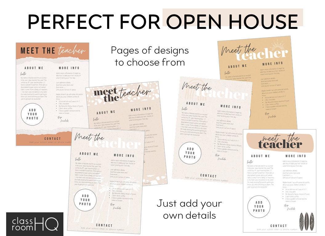 Modern Neutral Boho Theme Classroom Decor Editable Meet the Teacher ...