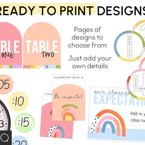 Pastel Modern Rainbow Classroom Decor Editable Class Labels and Signs ...