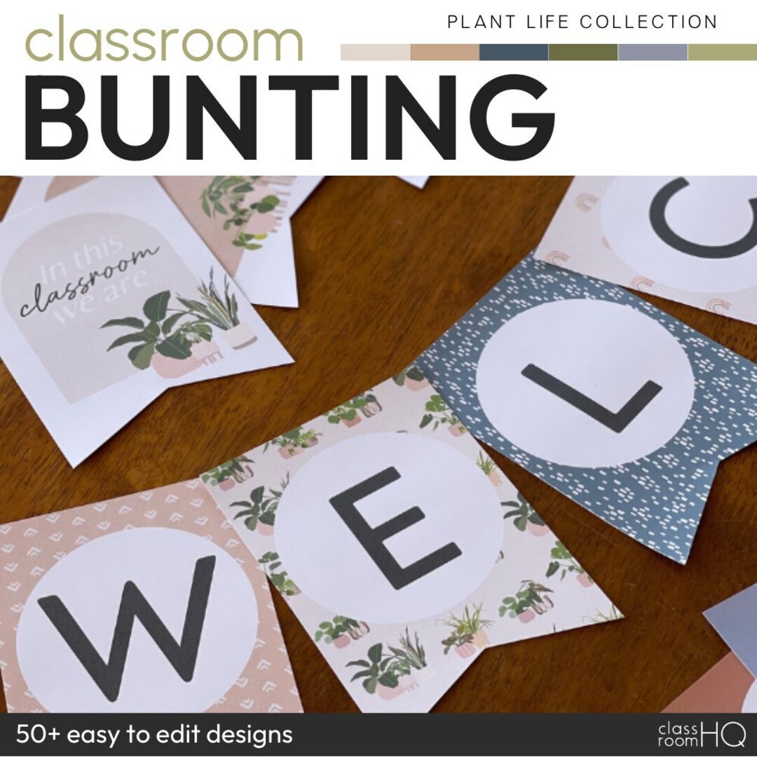 PLANT LIFE Classroom Bunting Pack | Indoor Potted Plant Class Theme - Etsy