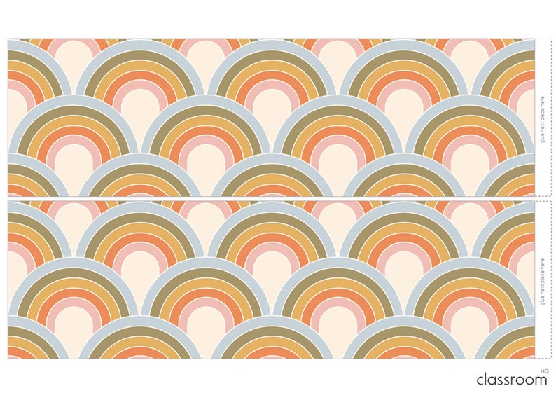 Retro Theme Vintage Rainbow Classroom Decor Bulletin Board Borders ...