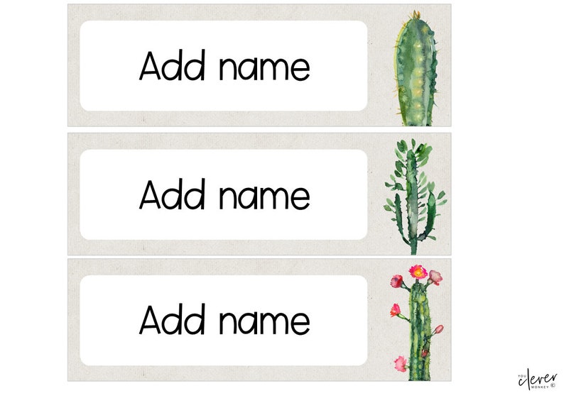 Cactus Classroom Theme Calm Classroom Decor Editable Student Desk ...