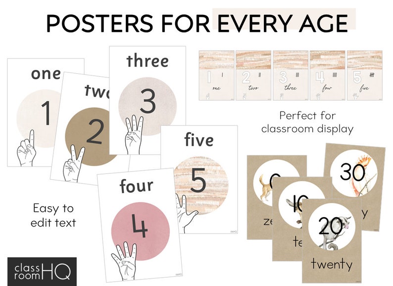 MODERN AUSSIE Number Posters | Australian Themed Classroom Decor - Etsy