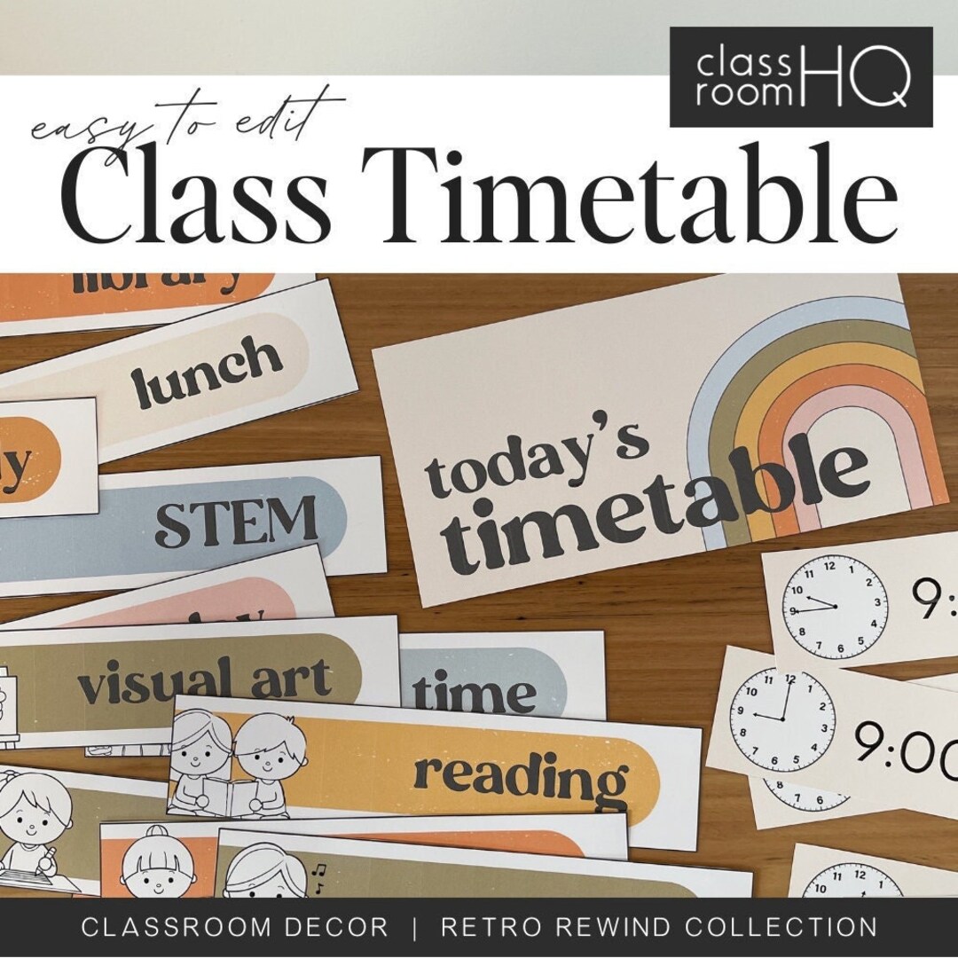 RETRO REWIND Classroom Timetable Pack Retro Classroom Decor - Etsy UK