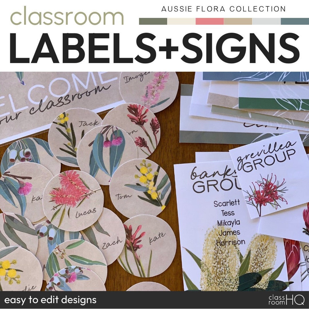 AUSSIE FLORA Classroom Labels + Signs Pack | Australian Eucalyptus ...
