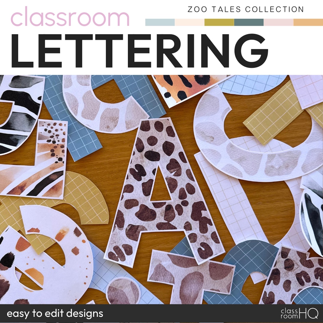 Editable Bulletin Board Lettering Pack Animal Theme ZOO TALES Classroom ...