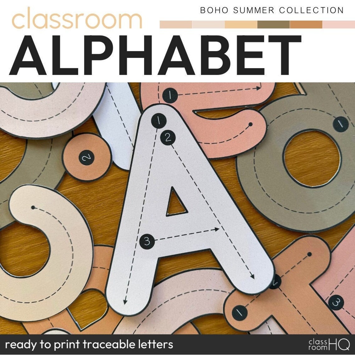 Modern Neutral Boho Theme Classroom Decor Traceable Alphabet | BOHO ...