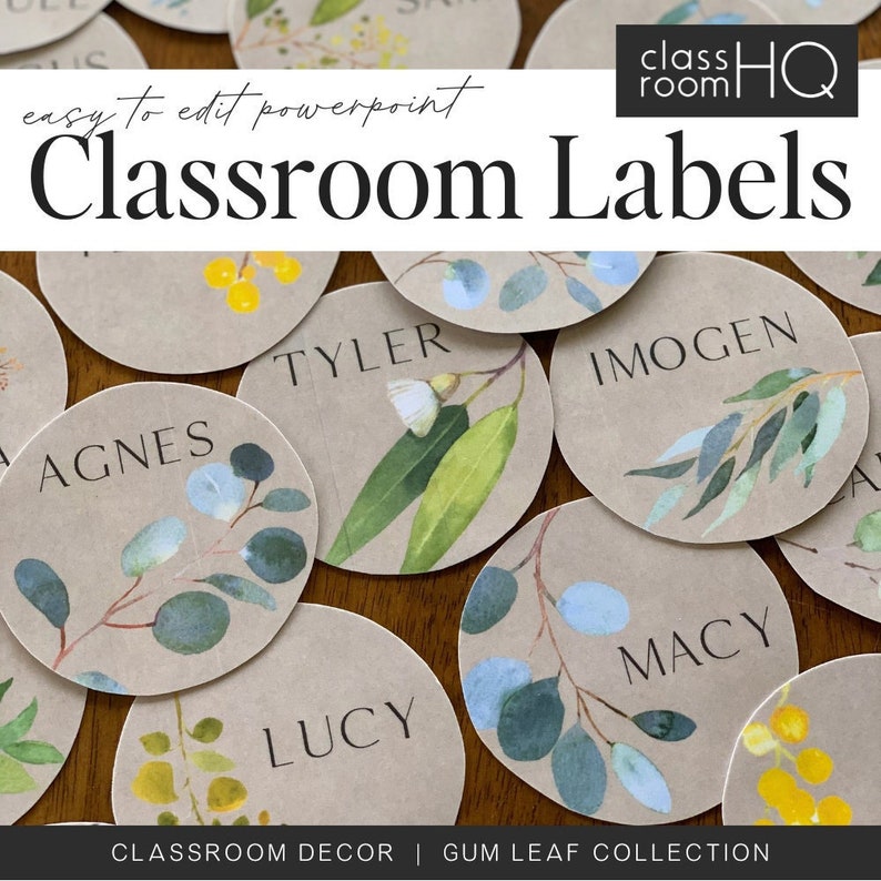 GUM LEAF Classroom Labels Signs Pack Eucalyptus Class - Etsy Canada