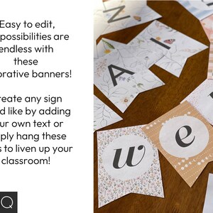 Vintage Cozy Natural Theme Classroom Decor Class Bulletin Board Bunting ...