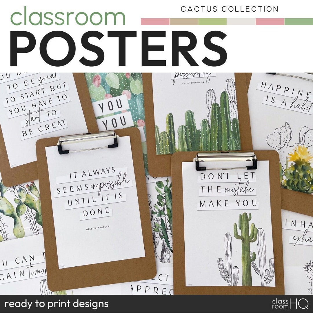 CACTUS Inspirational Growth Mindset Classroom Posters - Etsy
