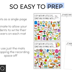 Rhyming Short Vowel Sound Word Family I Spy Mats COMPLETE - Etsy