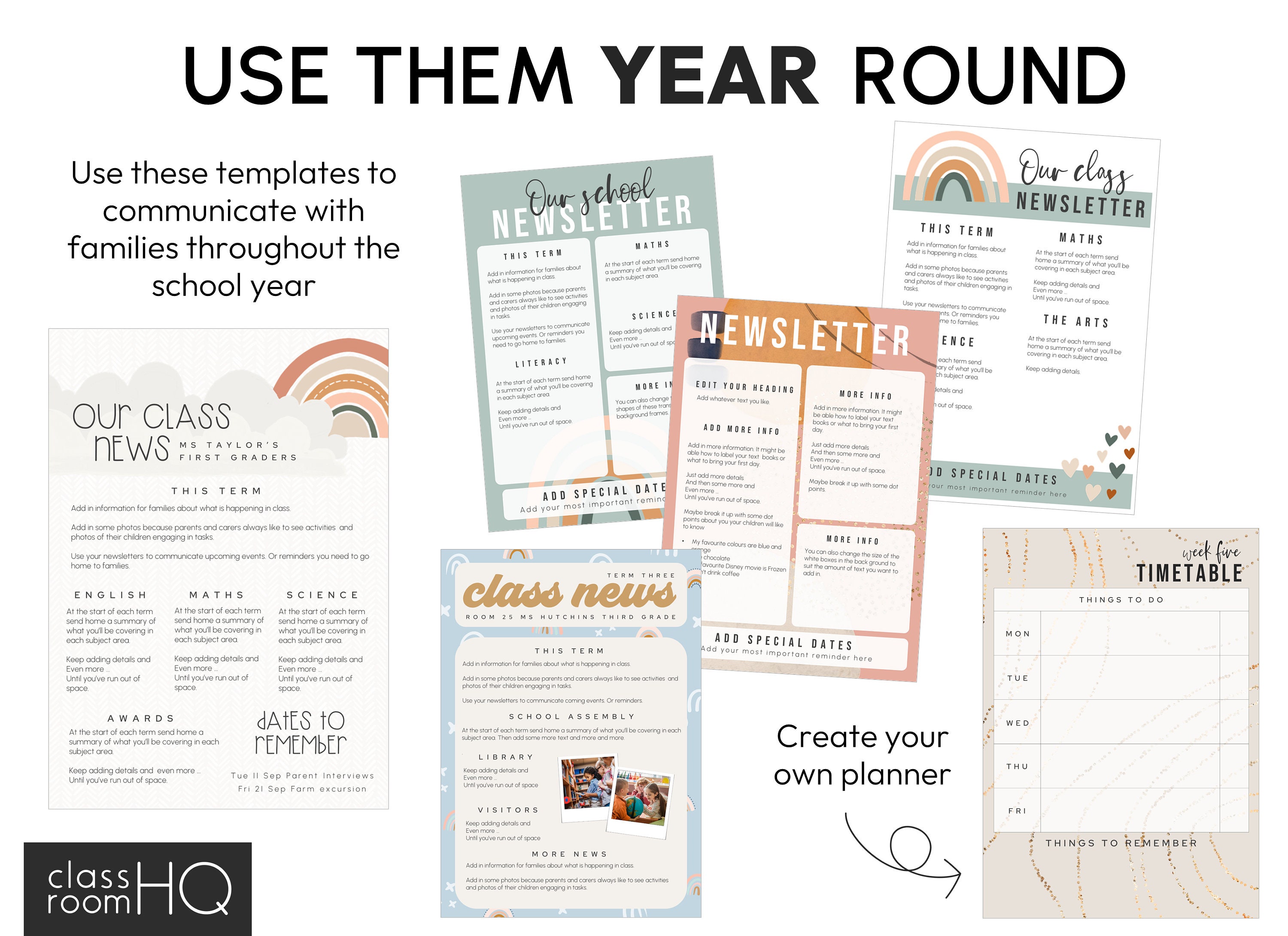 Modern BOHO RAINBOW Editable Meet the Teacher Templates & Class ...