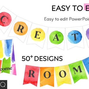 Watercolor Rainbow Theme Classroom Decor Class Bulletin Board Editable ...