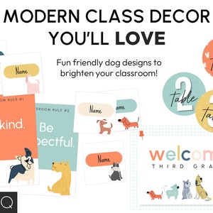 DOG DAYS Classroom Labels + Signs Pack | Dog Themed Classroom Decor - Etsy