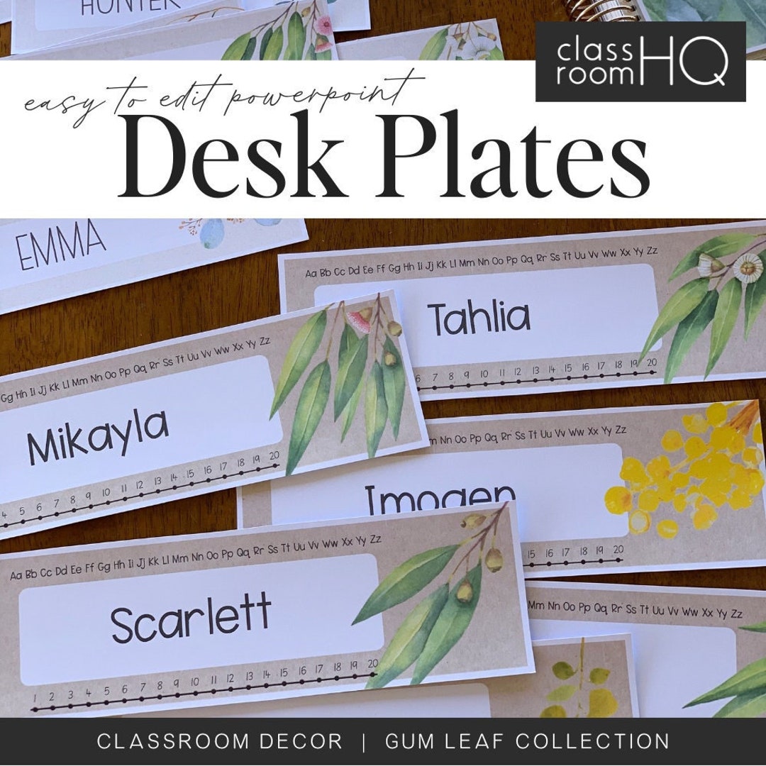 GUM LEAF Desk Plates Eucalyptus Class Theme - Etsy
