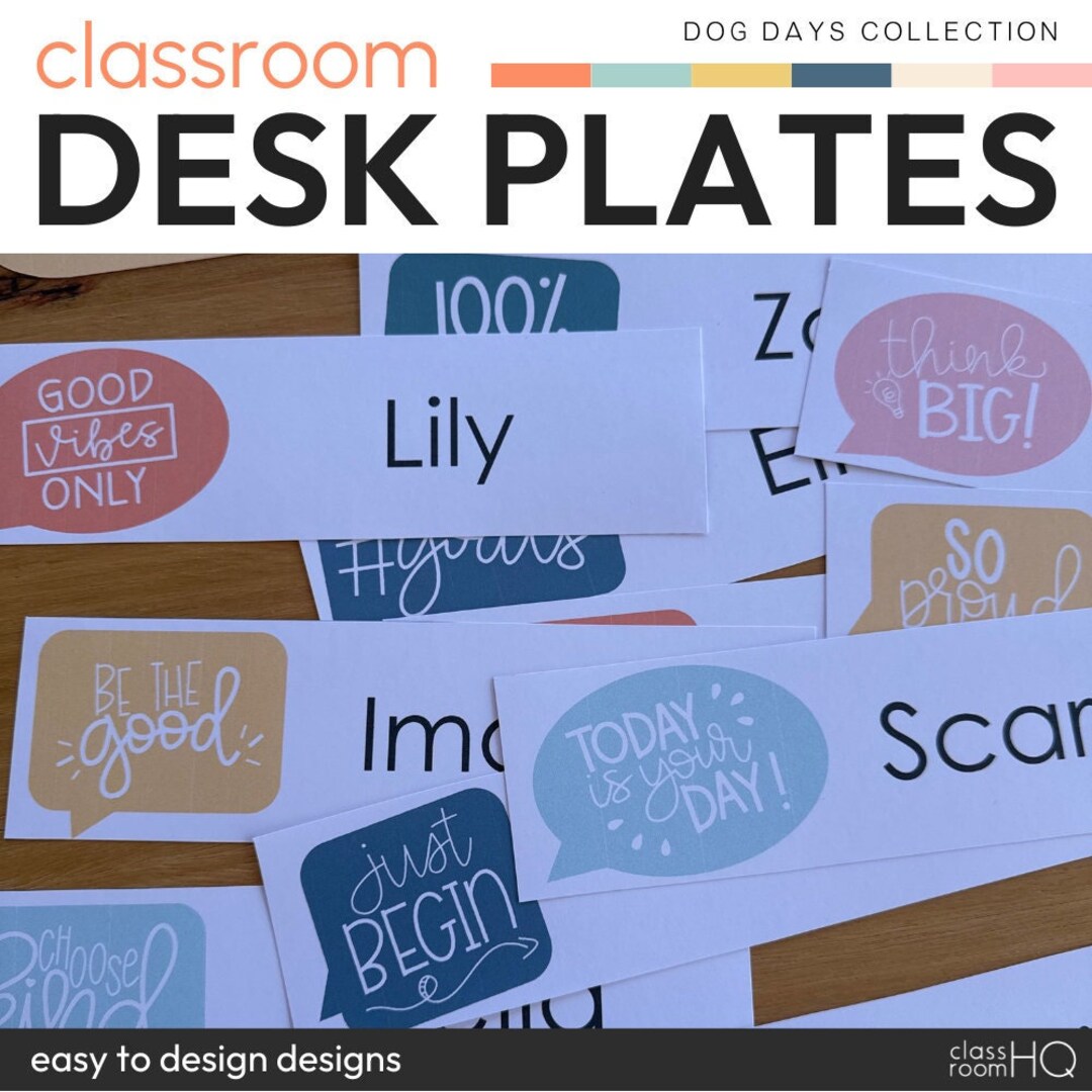 DOG DAYS Editable Desk Plates | Dog Themed Classroom Decor - Etsy