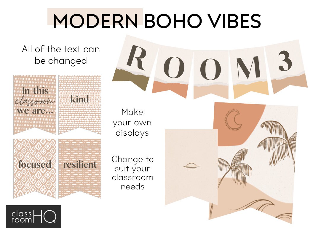 BOHO SUMMER Classroom Bunting Pack - Etsy