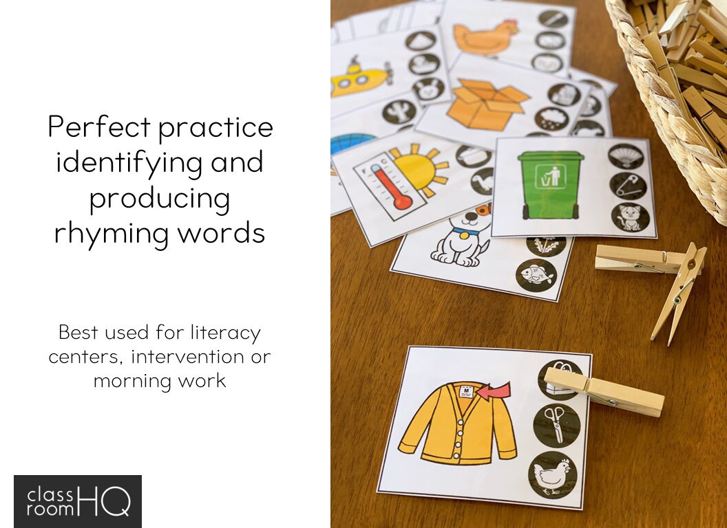 Rhyming Word Clip It Cards | Science of Reading Aligned - Etsy