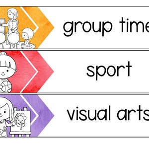 Watercolor Rainbow Theme Classroom Decor Visual Schedule Timetable Pack ...