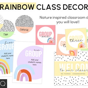 Pastel Modern Rainbow Classroom Decor Editable Class Labels and Signs ...