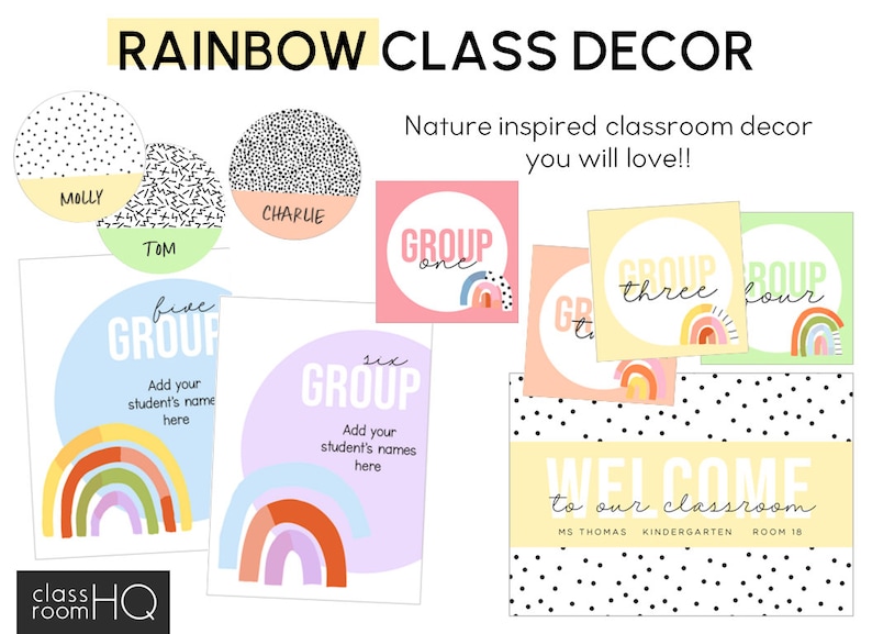 Editable Class Supply Labels, Signs and Posters Pack | OVER THE RAINBOW ...