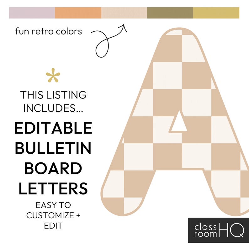 Groovy Vintage Retro Editable Bulletin Board Lettering SUNDAZED ...