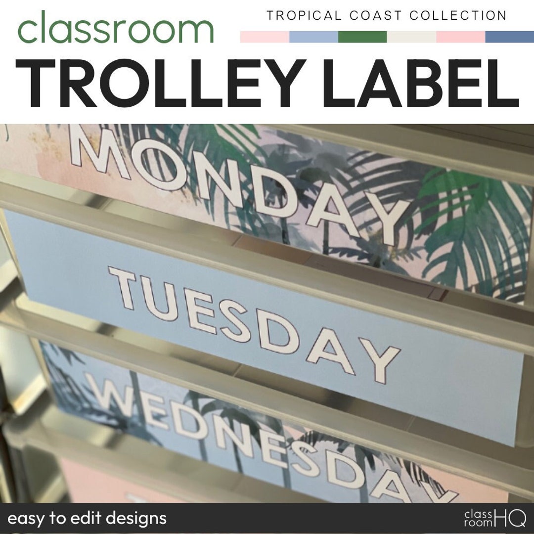 Modern Tropical Classroom Decor 10 Drawer Teacher Trolley Rolling Cart ...