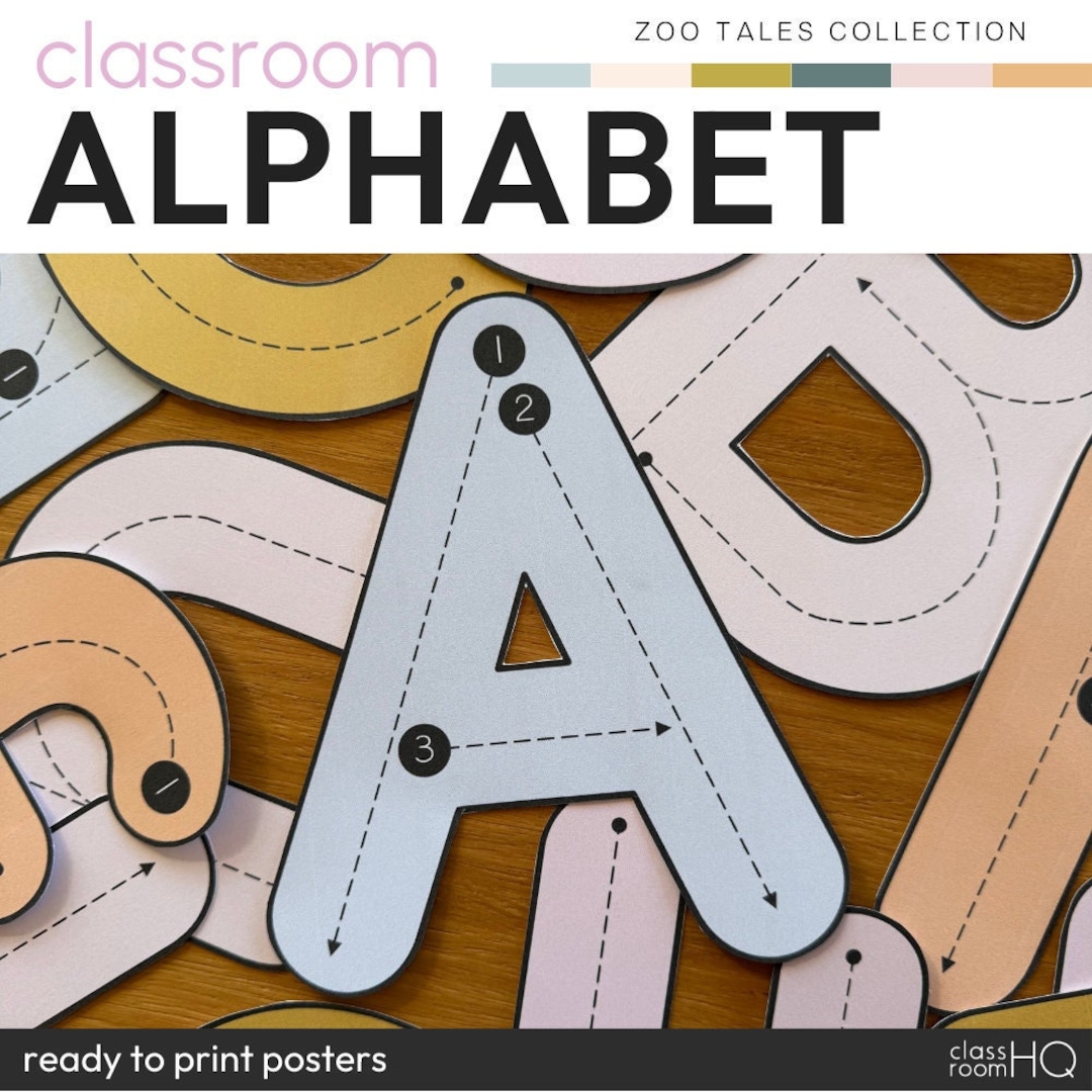 Wild Animal Zoo Theme Classroom Decor Traceable Alphabet Letters | ZOO ...
