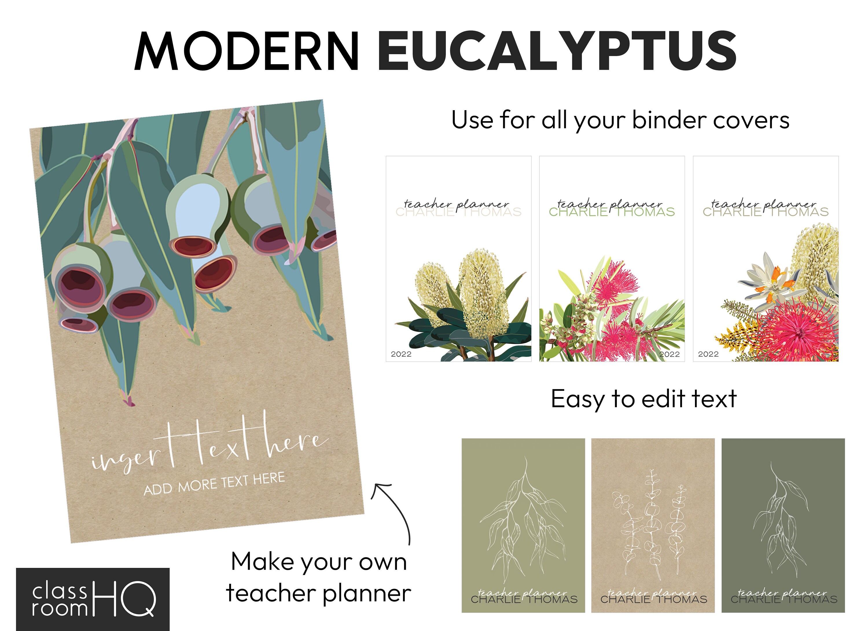 AUSSIE FLORA Binder Covers Pack | Australian Eucalyptus Classroom Decor ...