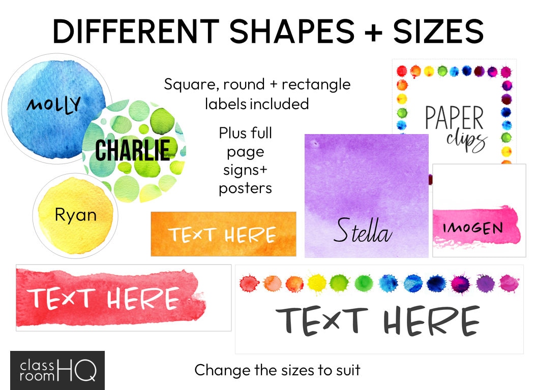 Watercolor Rainbow Theme Classroom Decor Class Labels + Signs Pack ...