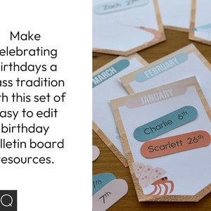 Ocean Theme Beach Theme Editable Class Birthday Bulletin Board Display ...