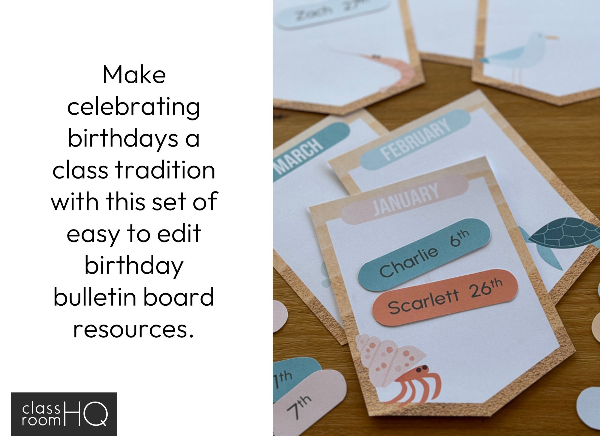Ocean Theme Beach Theme Editable Class Birthday Bulletin Board Display ...