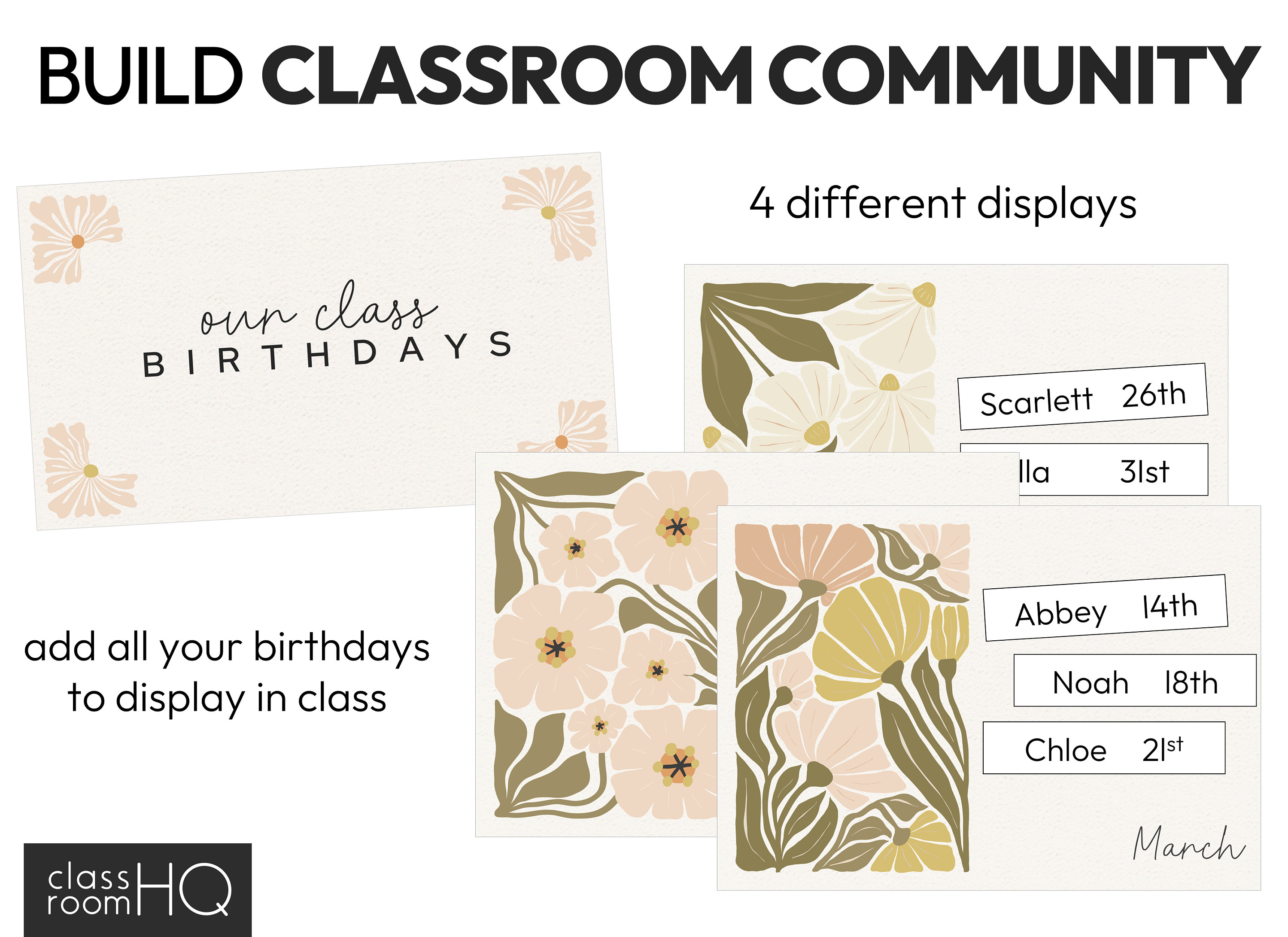 Groovy Vintage Retro Theme Editable Class Birthday Bulletin Board ...