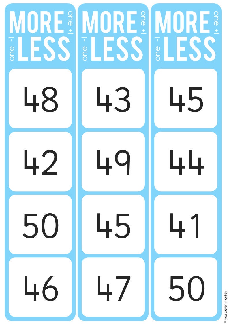 One More One Less Ten More Ten Less Number Cards - Etsy