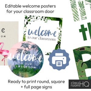 Modern Tropical Classroom Theme Editable Class Door Decorations ...