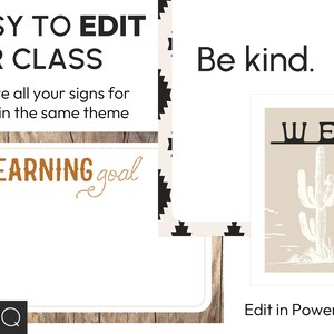 Vintage South Western Rustic Boho Theme Calm Classroom Decor Editable ...
