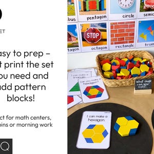 2D Shape STEM Challenge Pattern Block Task Cards and Mats - Etsy