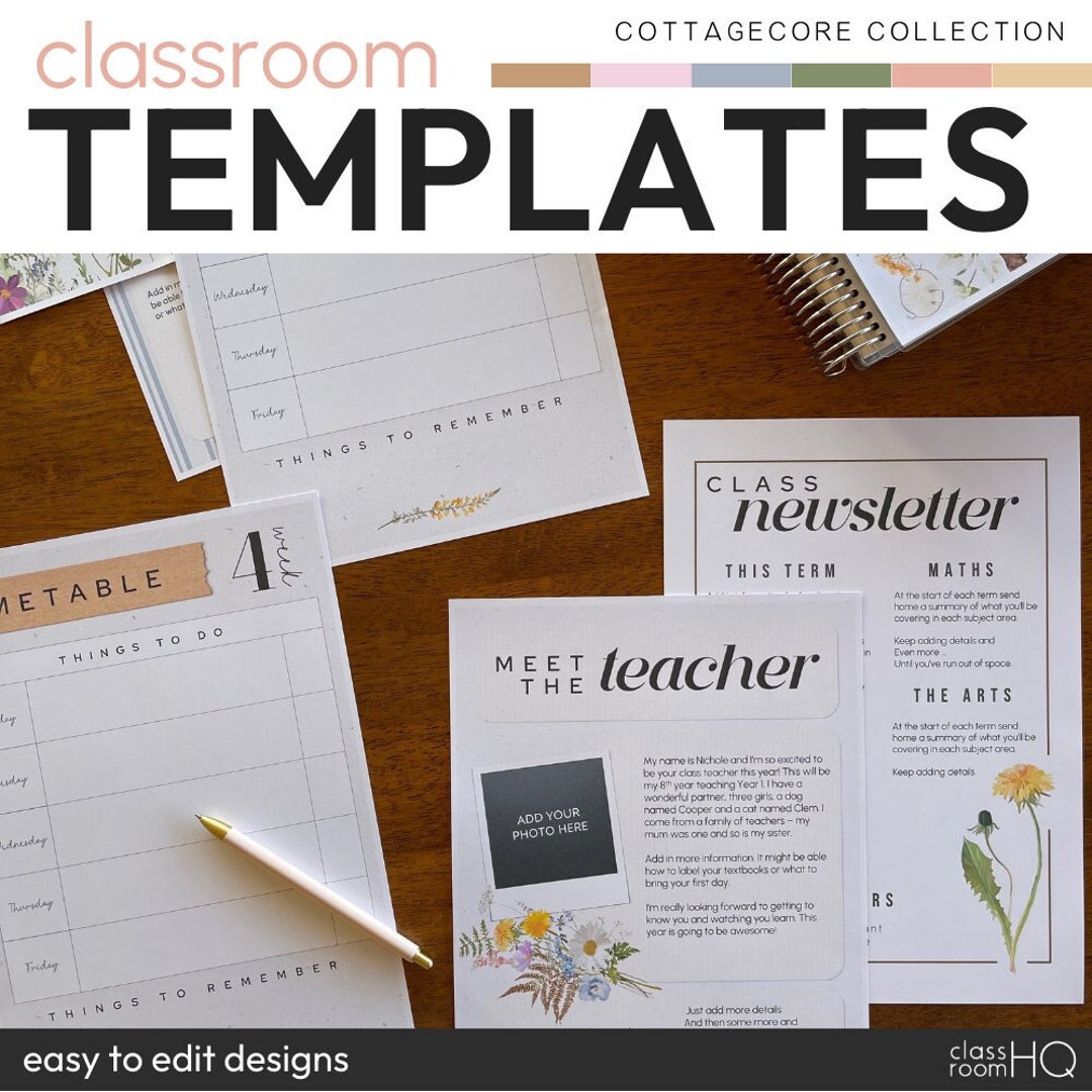 Vintage Cozy Natural Theme Classroom Decor Editable Meet the Teacher ...