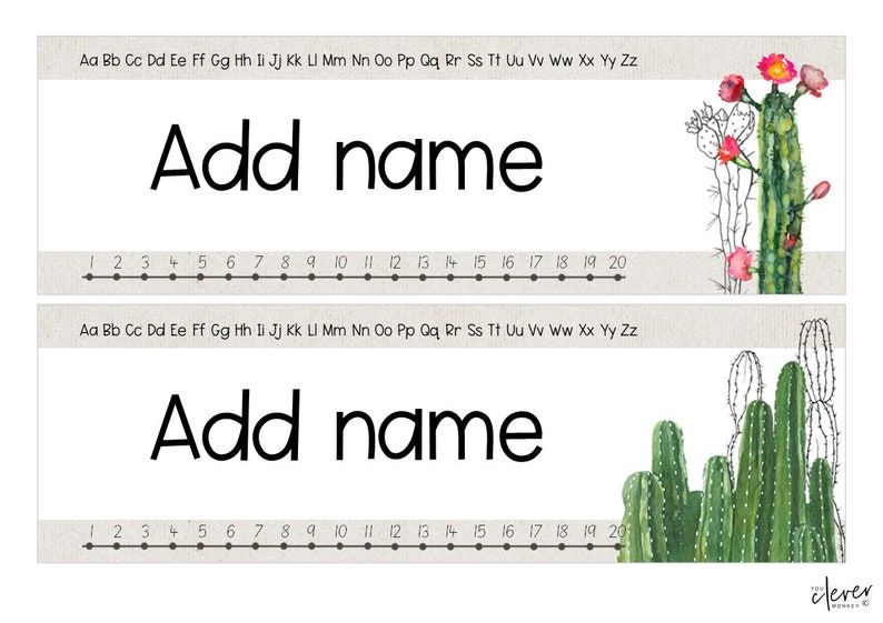 Cactus Classroom Theme Calm Classroom Decor Editable Student Desk ...