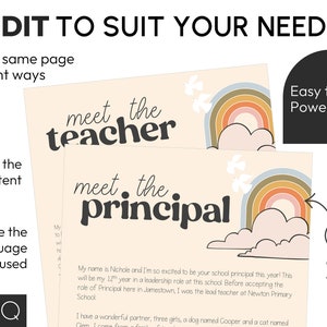 Retro Theme Vintage Rainbow Classroom Decor Editable Meet the Teacher ...