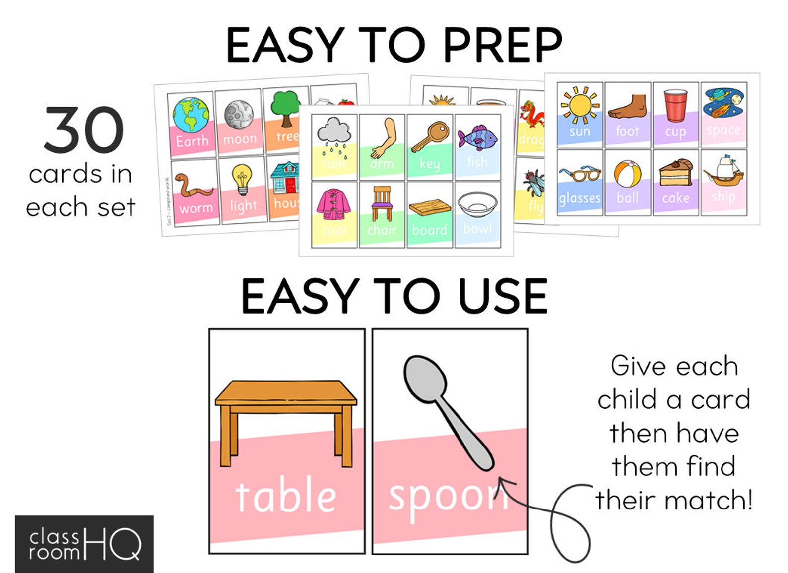 Pick A Partner Compound Word Partner Cards Pack - Etsy